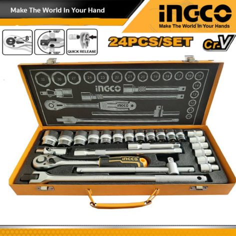 INGCO 24PCS 1/2" SOCKET SET — Super Tools Bangladesh