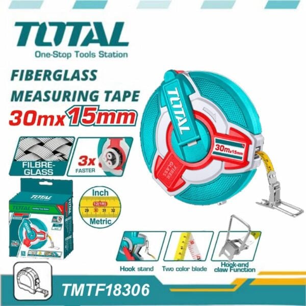 TOTAL 30M Fiberglass Measuring Tape — Super Tools Bangladesh