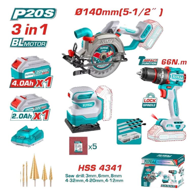 TOTAL 3pcs Li-ion Combo Tool Kit — Super Tools Bangladesh